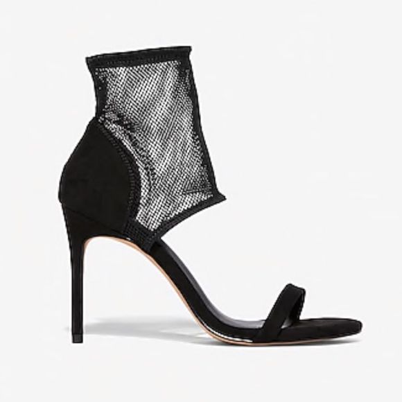 Express | Shoes | Expressblack Suede Mesh Ankle Heels Size 7 | Poshmark